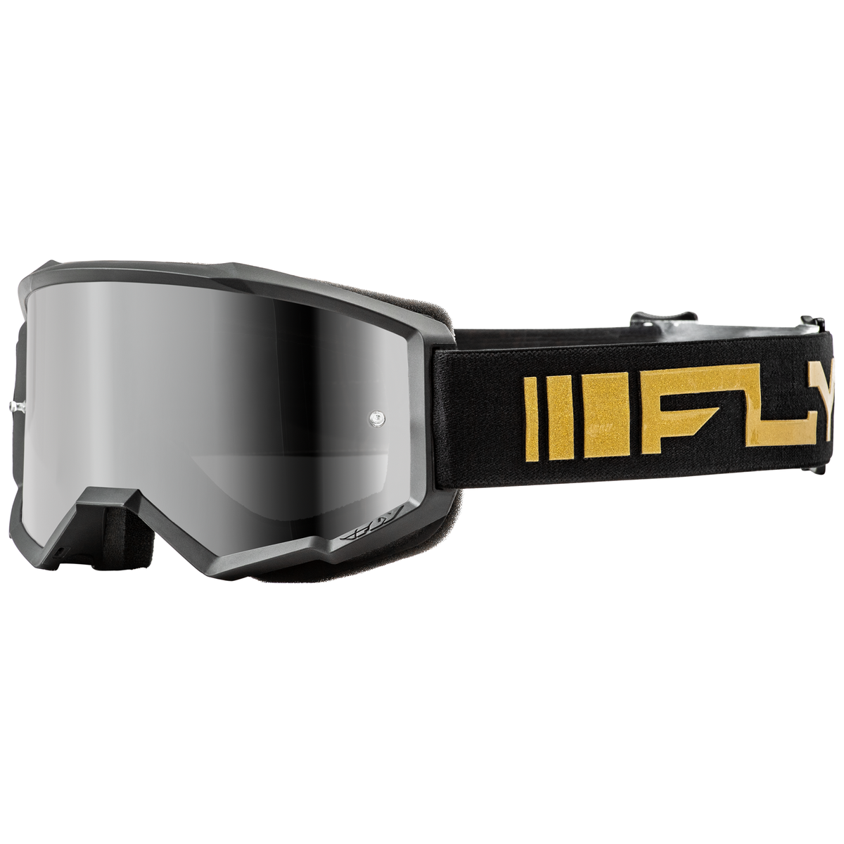 Fly Racing 2025 Zone Goggle (Black/Gold) with Silver Mirror/Smoke Lens ...