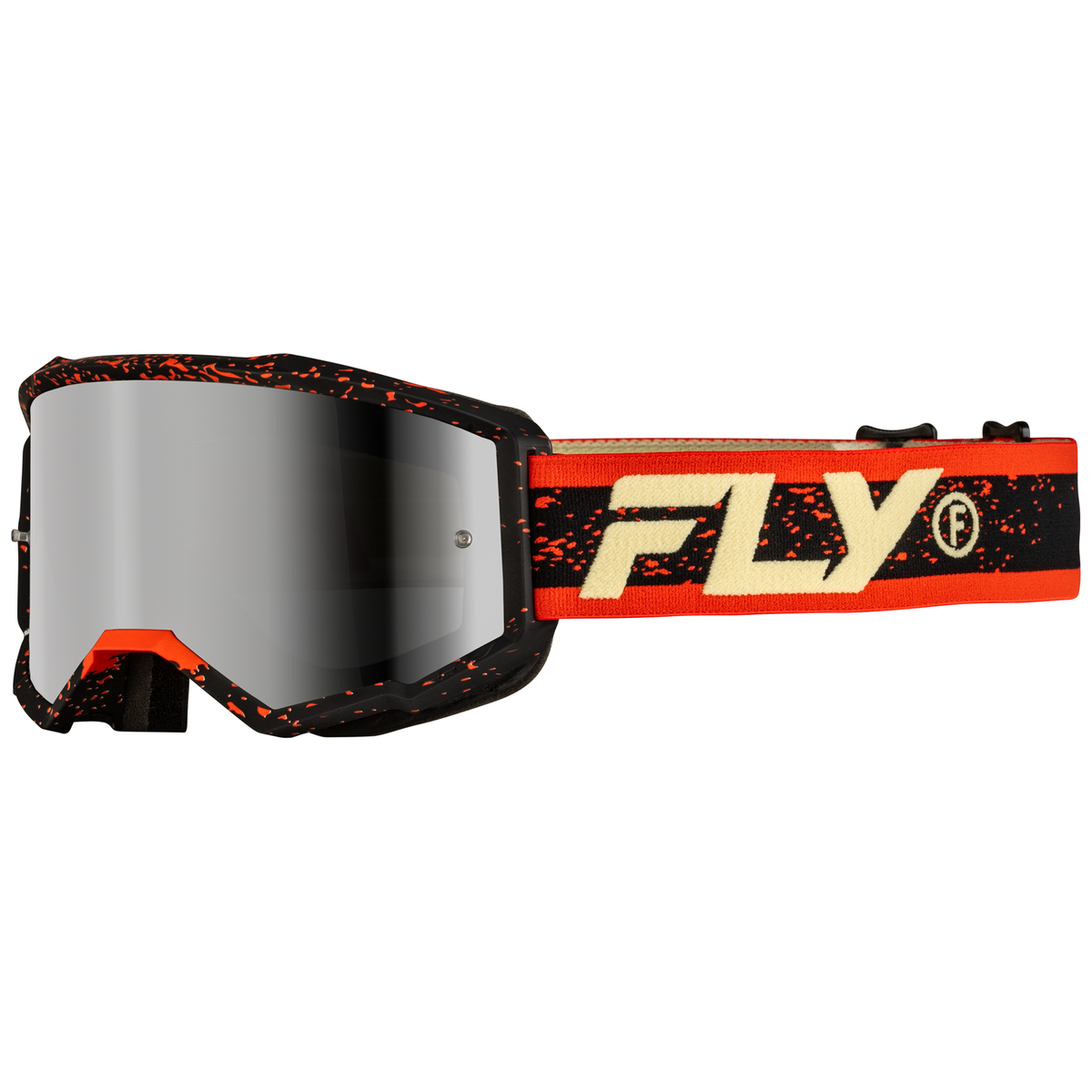 Fly Racing 2025 Zone Goggle (Black/Red/Cream) with Silver Mirror/Smoke ...