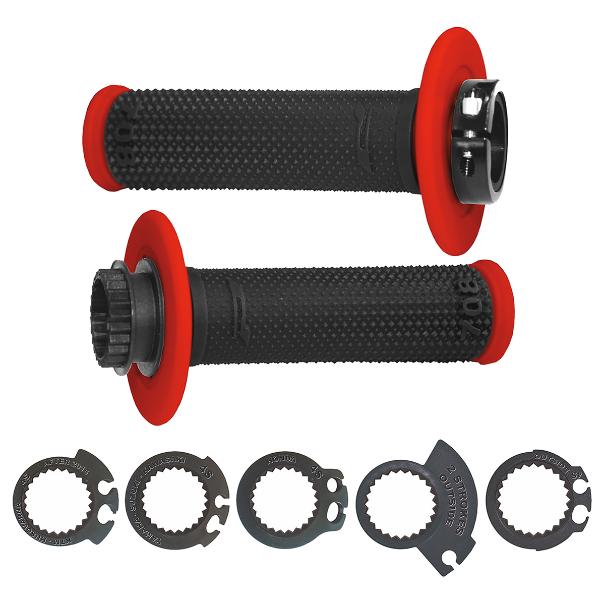 Pro Grip 708 Dual Density Full Diamond Lock On Grips Red/Black – Dirt Store